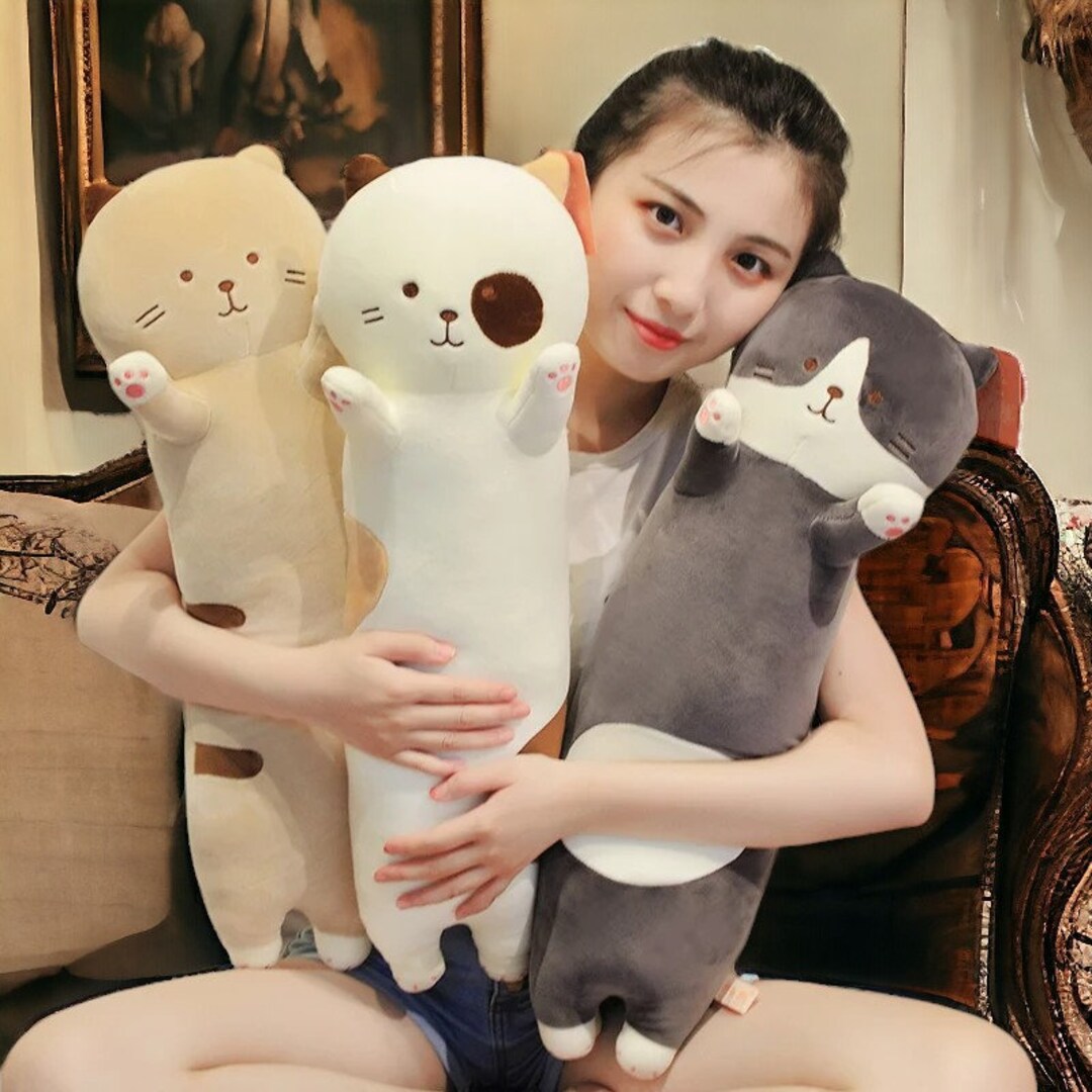 Cat Plush Toys Super Cute Plush Toy Cartoon Cat Long Pillow Stuffed ...