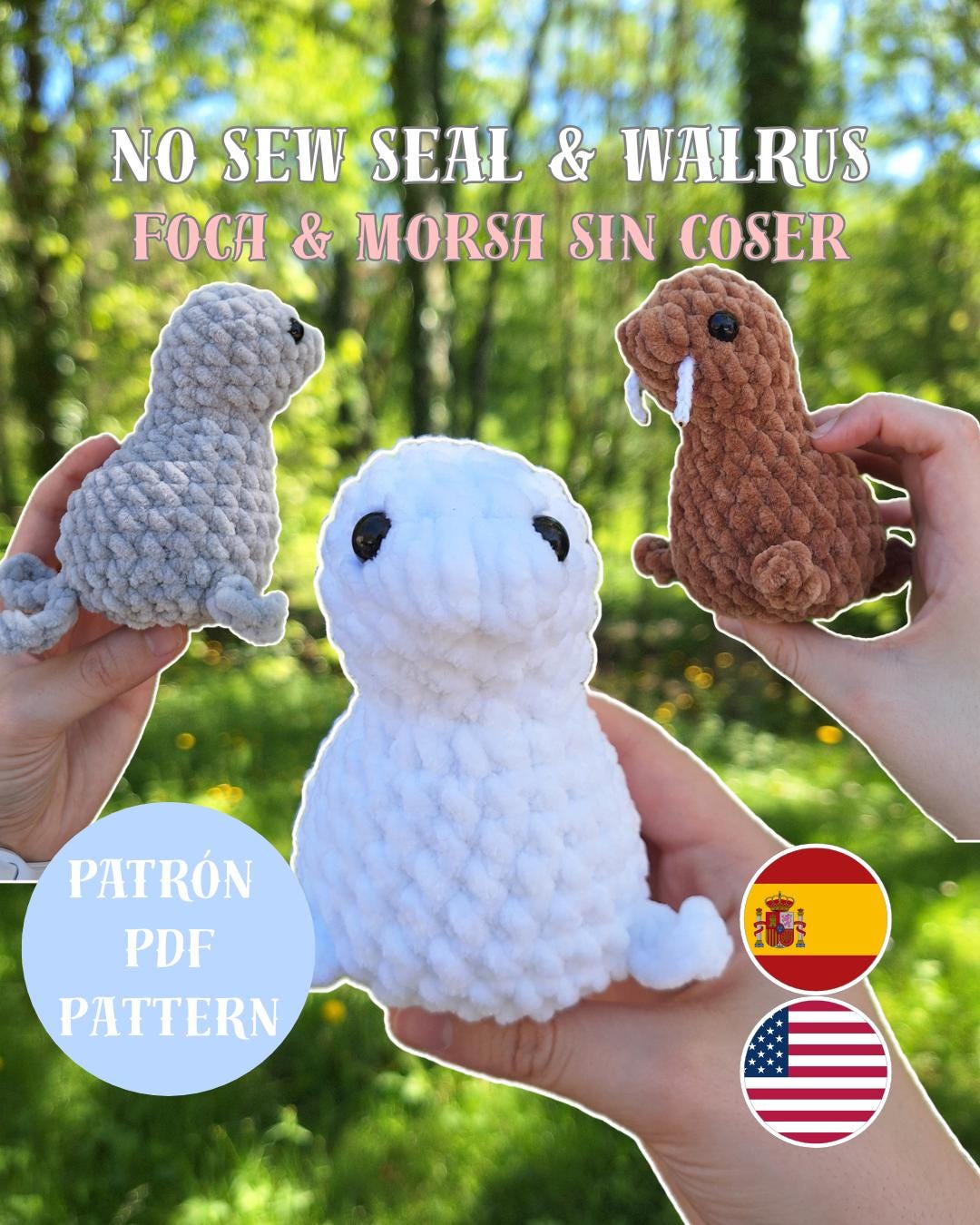 Crochet No Sew Seal & Walrus Pattern- Cute No Sew Seal and Walrus ...