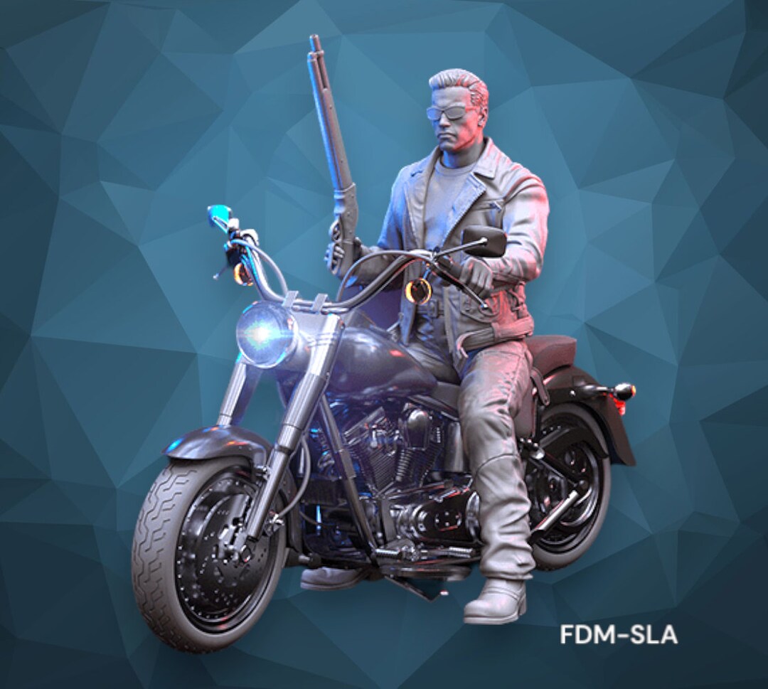 Terminator on Bike STL, Terminator 3D Model Print Files, Terminator ...