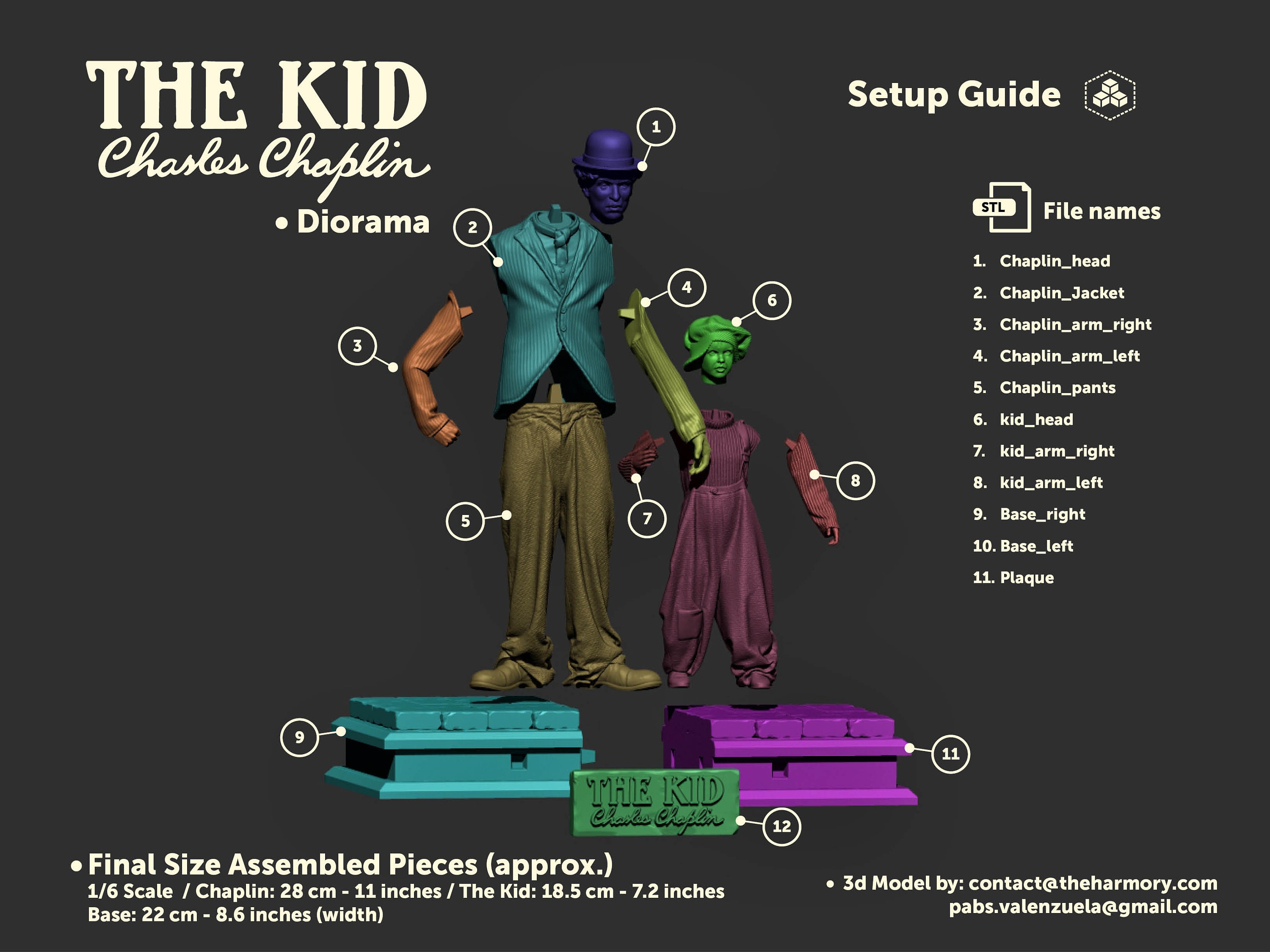 Charlie Chaplin STL Files for 3D Printing, Charlie Chaplin 3D Model ...