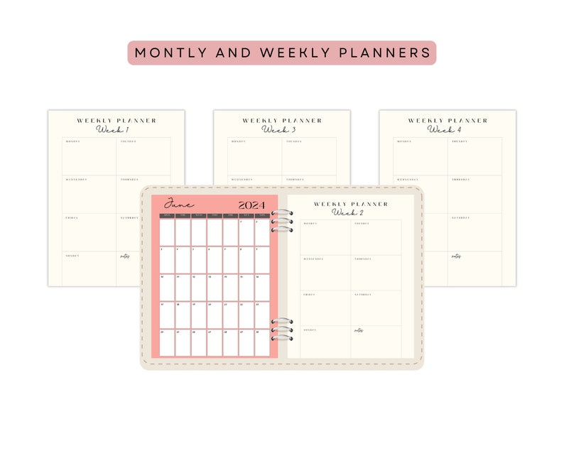 Printable Goal Setting Planner for 2024 Pink, Yearly, Montly, Weekly ...