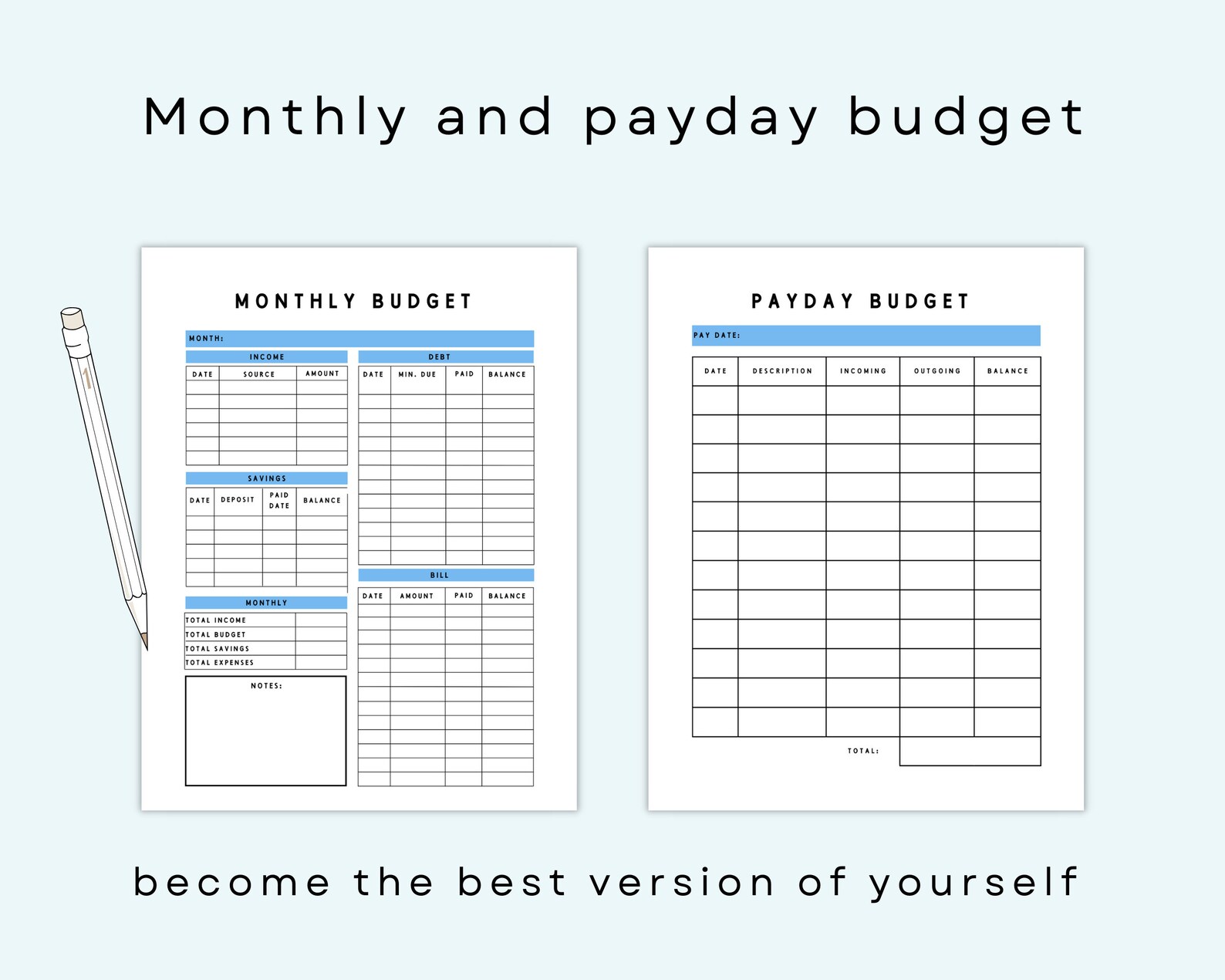 Monthly Budget Planner Printable | Financial Diary | Monthly Budget ...