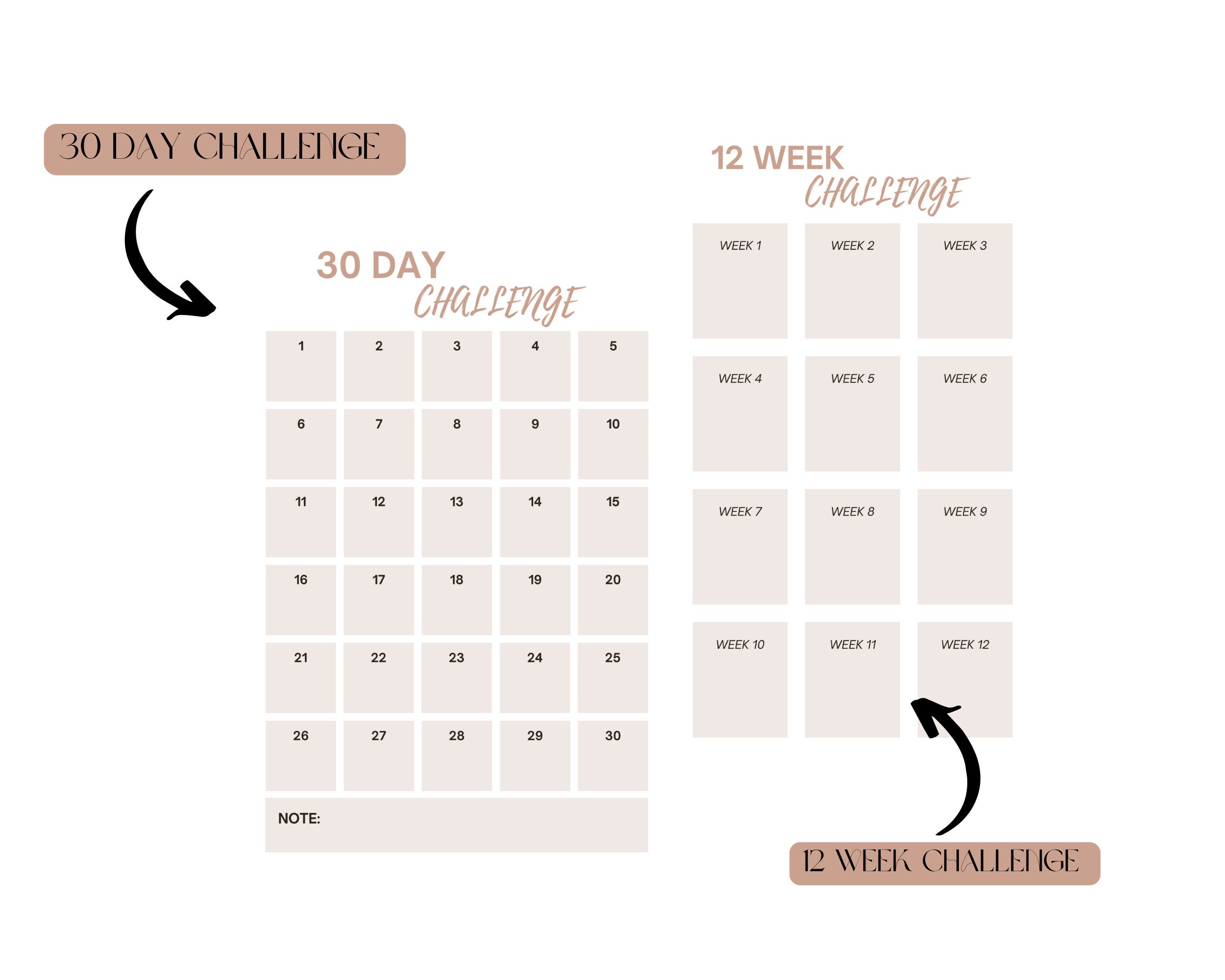 Fitness Planner | 12-week Challenge & Wellness Planner | Achieve Your ...