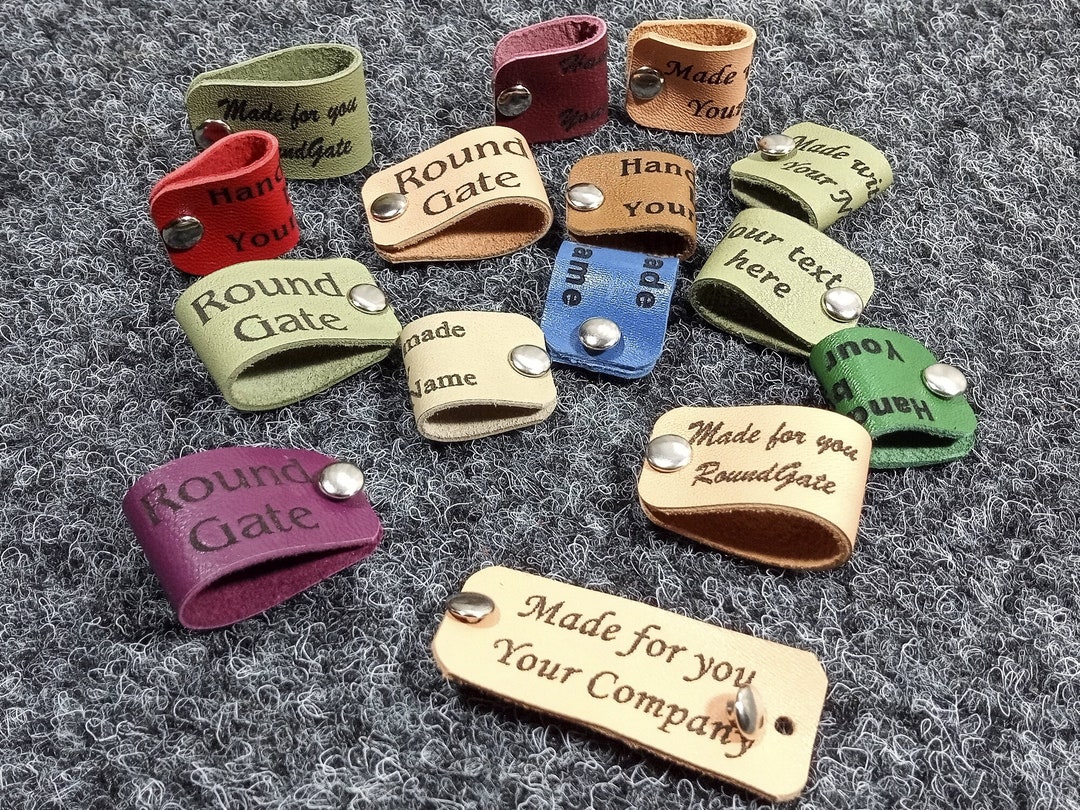 Genuine Leather Tags, Personalized Leather Labels, Custom Leather Name ...