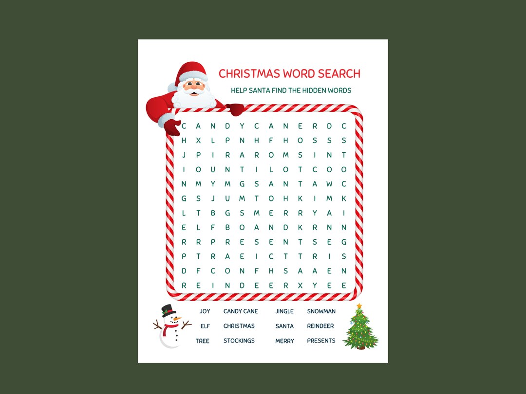 Festive Christmas Word Search Puzzle: Holiday Fun for Kids and Adults ...