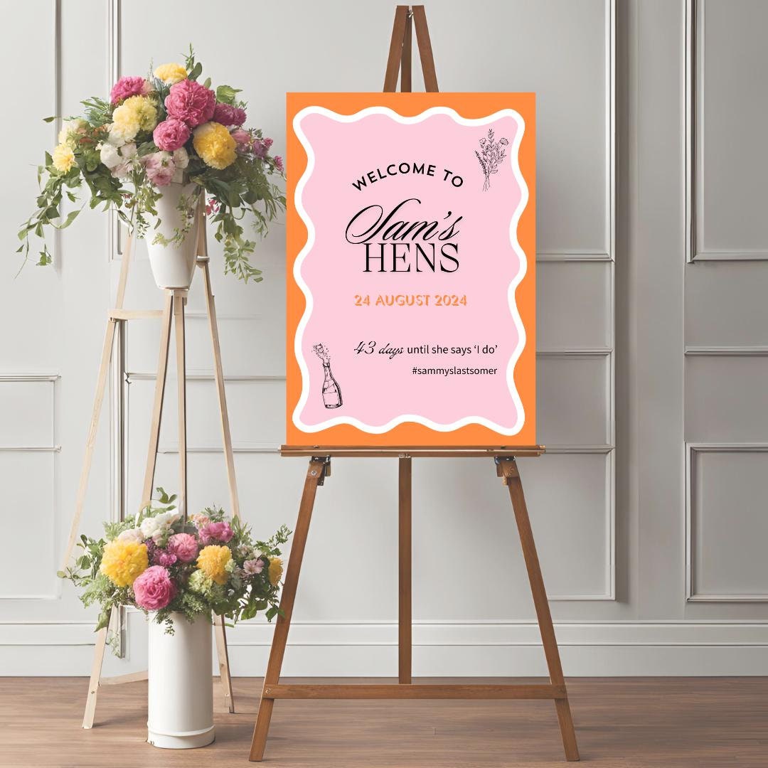 Hens Party Welcome Sign | Wavy Border | Italian Summer - Etsy