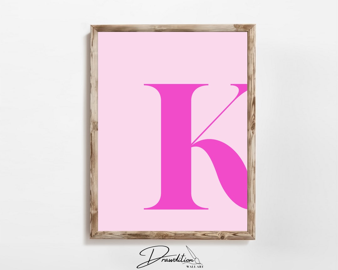 Letter K Wall Art DIGITAL DOWNLOAD Preppy Room Decor K Initial Poster ...