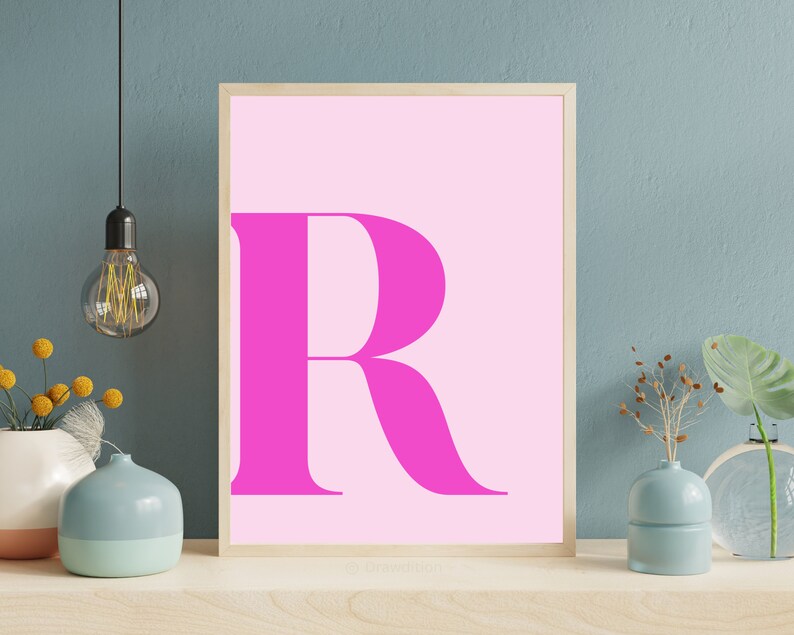 Letter R Wall Art DIGITAL DOWNLOAD Preppy Room Decor R Initial Poster ...