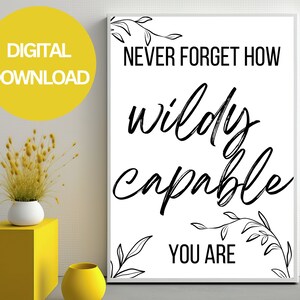 Never Forget How Wildly Capable You Are Wall Art DIGITAL DOWNLOAD ...