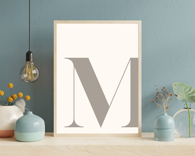 Letter M Wall Art DIGITAL DOWNLOAD Preppy Room Decor M Initial Poster Cute Apartment Decor ...