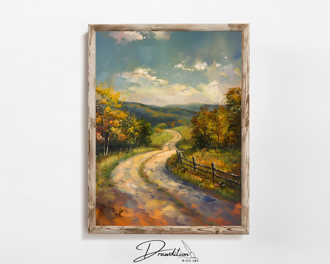 Country Road Wall Art DIGITAL DOWNLOAD Country Road Painting Country ...