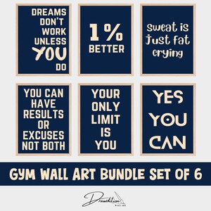 Gym Wall Art Bundle DIGITAL DOWNLOAD Set of 6 Printable Home Gym Decor ...