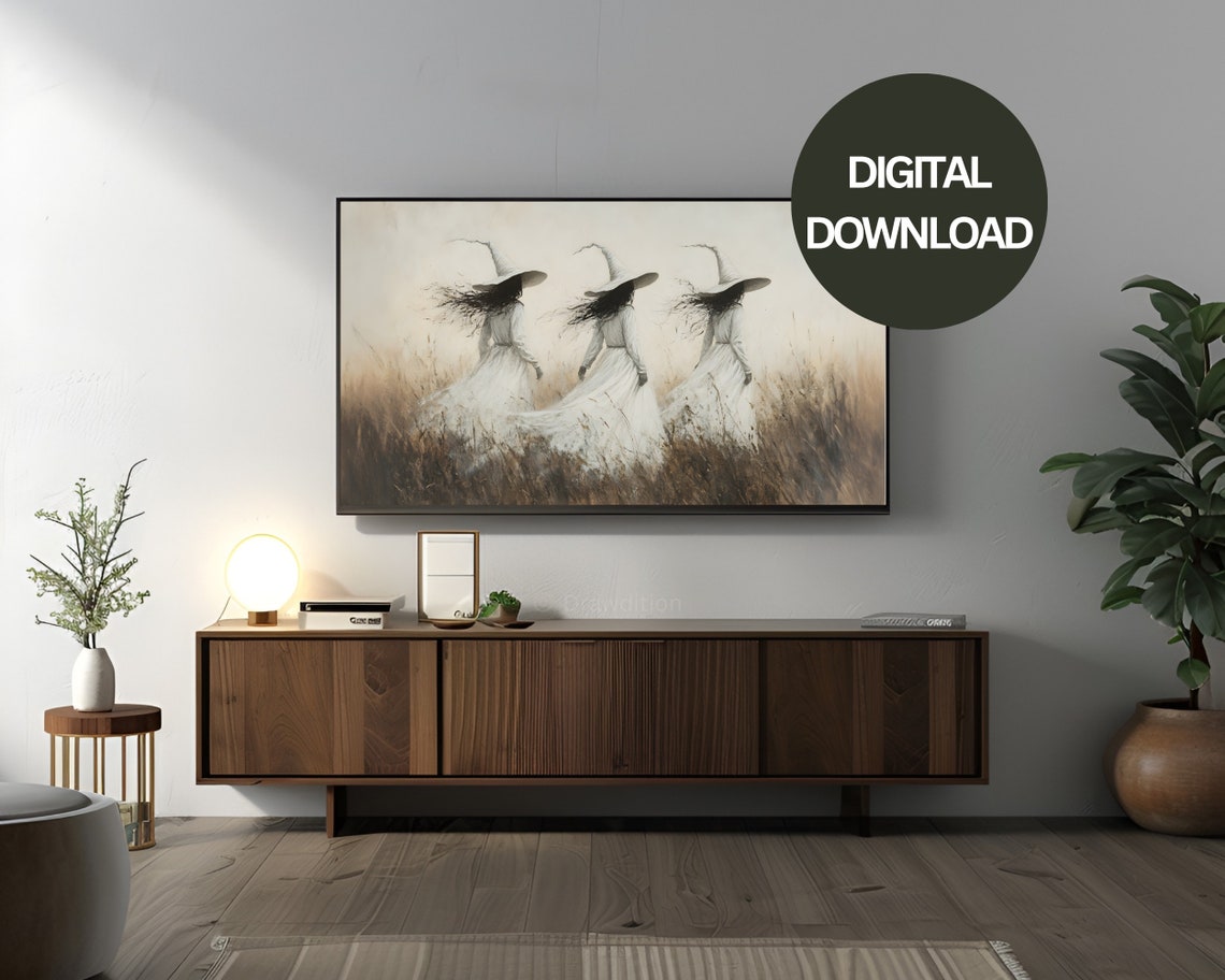 Halloween White Witches Frame TV Art Pumpkin TV Art Digital Download ...