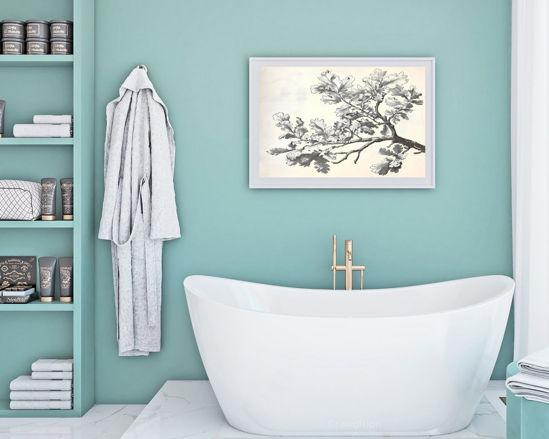 Oak Tree Branch Drawing Sketch Print. DIGITAL DOWNLOAD. Plant Digital ...