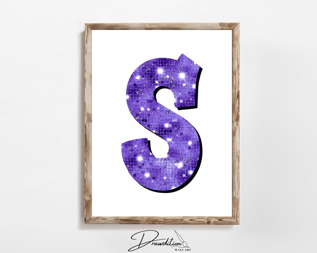 Disco Indigo Letter S Print DIGITAL DOWNLOAD Purple Trendy Personalized ...