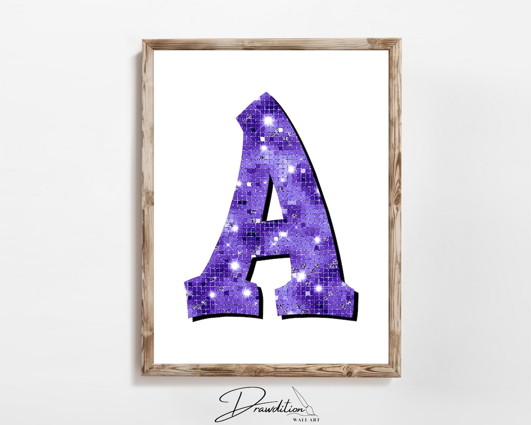 Disco Indigo Letter A Print DIGITAL DOWNLOAD Purple Trendy Personalized ...