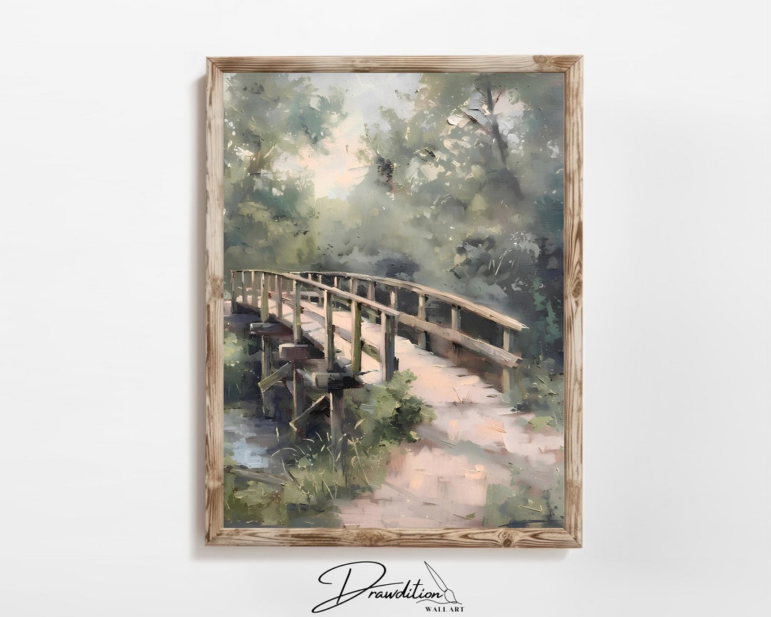 Bridge Wall Art DIGITAL DOWNLOAD Country Bridge Painting Wooden Bridge ...