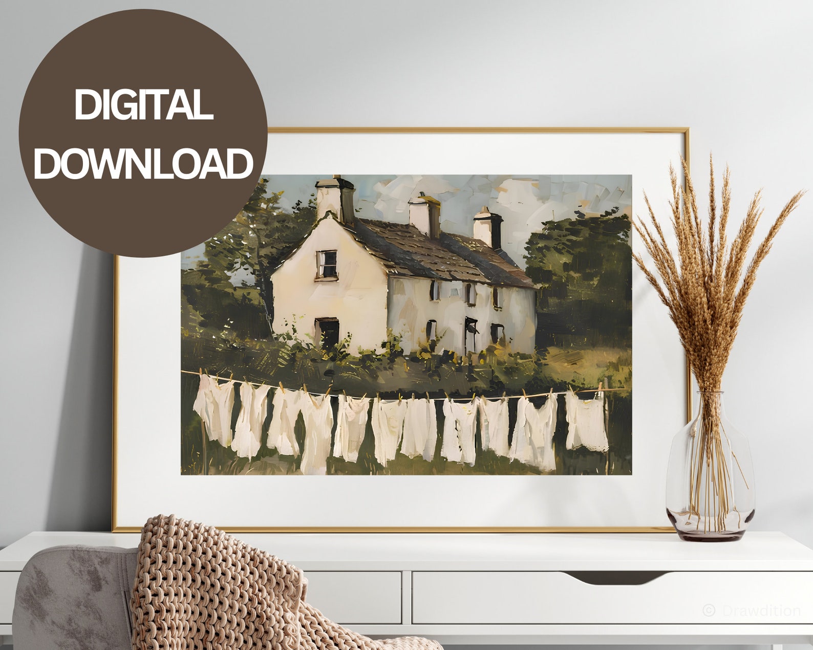 Cottage Laundry Wall Art DIGITAL DOWNLOAD Cottage Painting Laundry ...