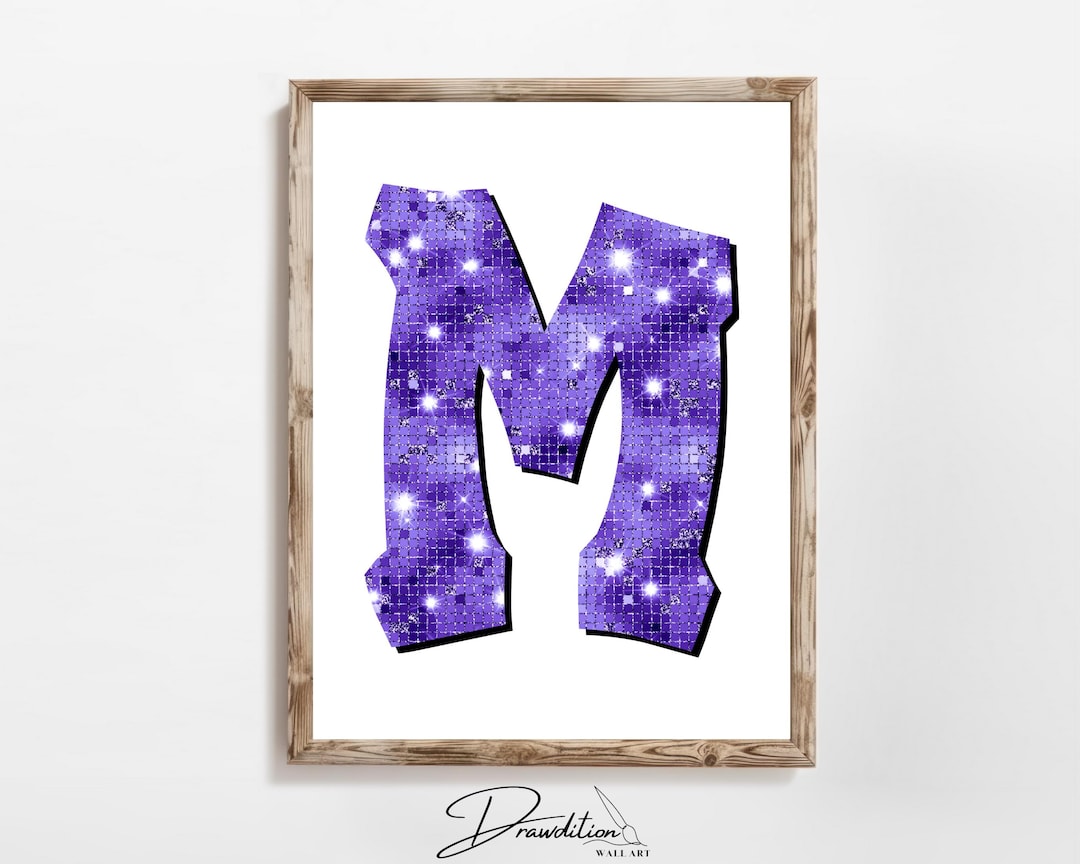 Disco Indigo Letter M Print DIGITAL DOWNLOAD Purple Trendy Personalized ...
