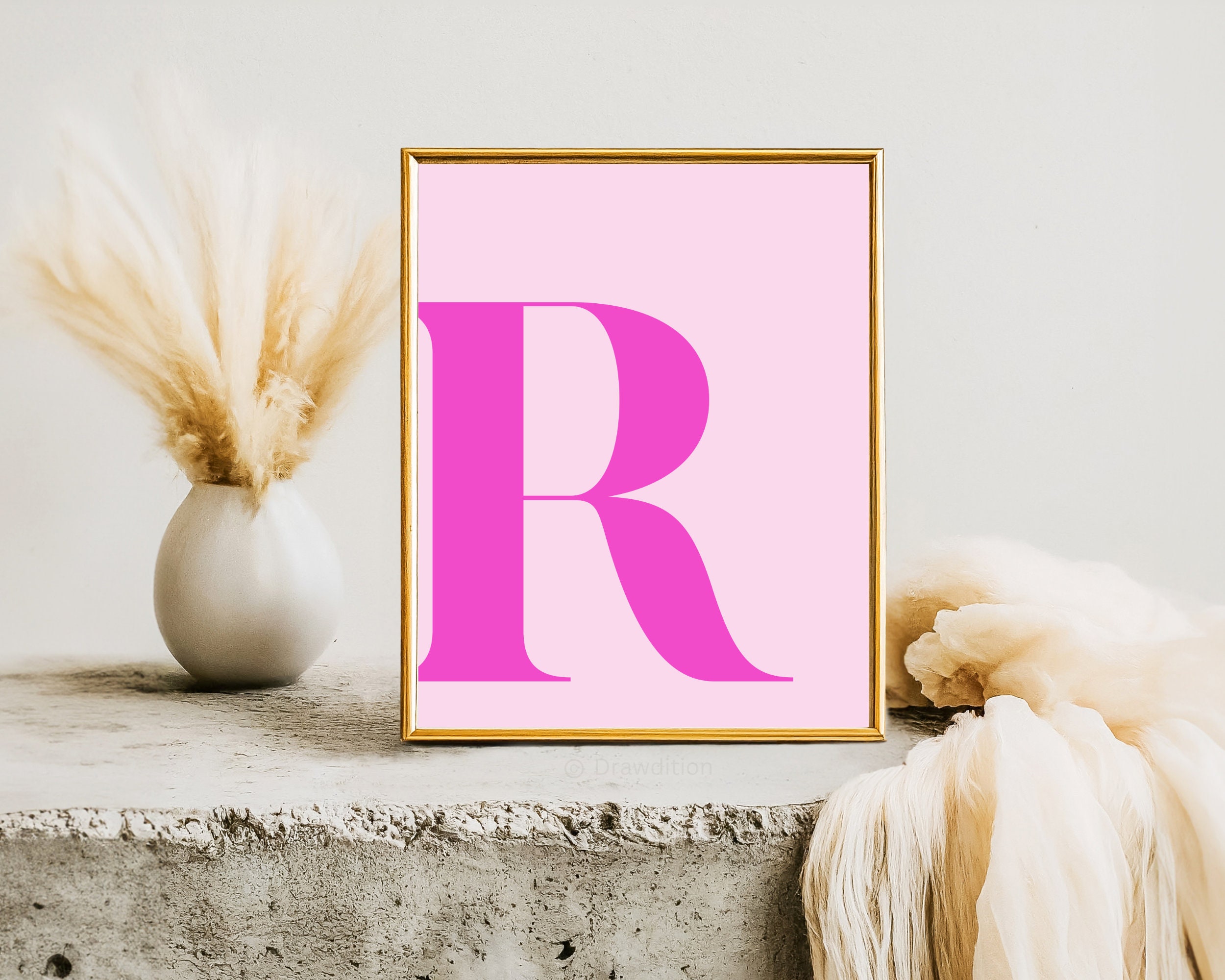 Letter R Wall Art DIGITAL DOWNLOAD Preppy Room Decor R Initial Poster ...