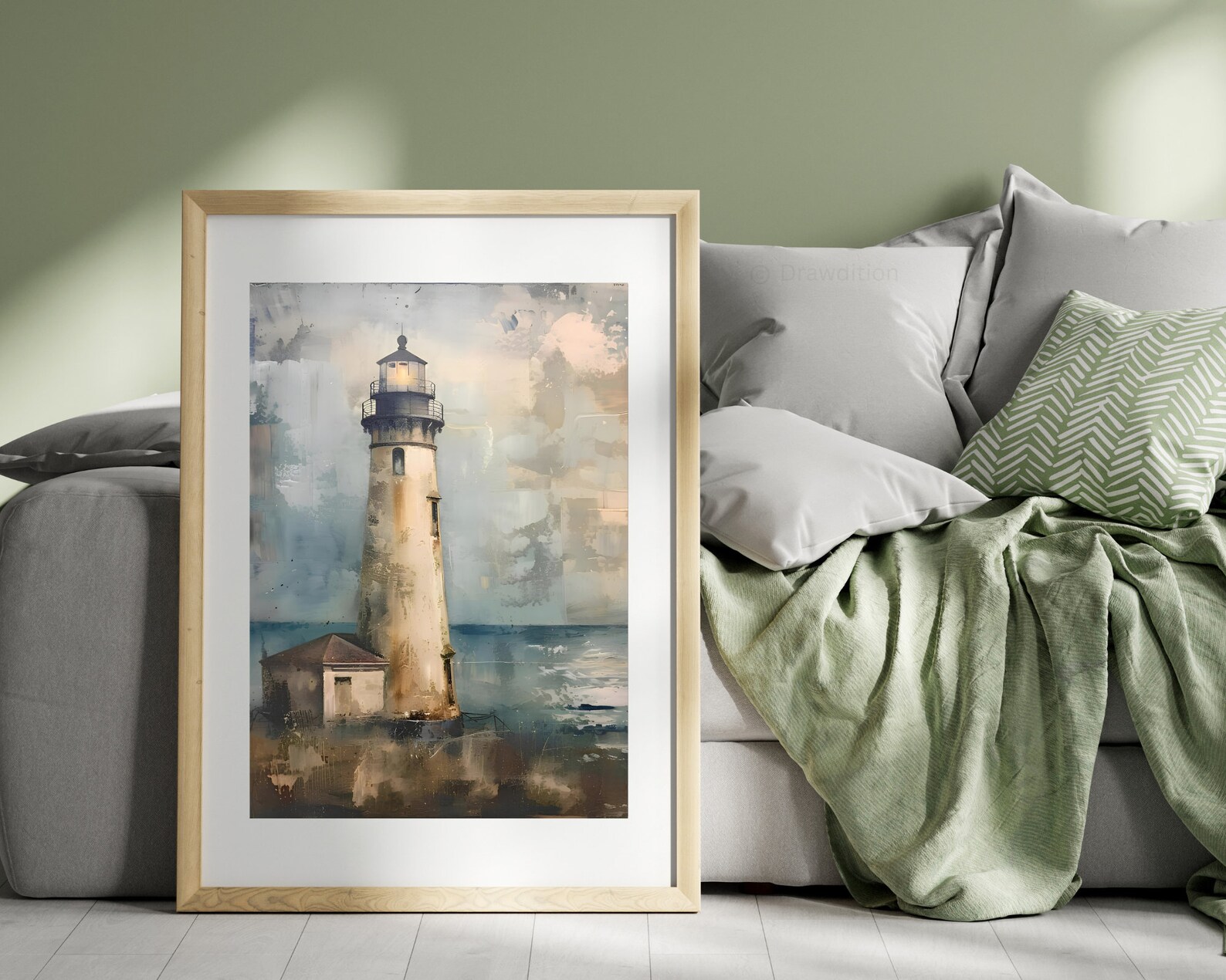 Lighthouse Wall Art DIGITAL DOWNLOAD Neutral Lighthouse Painting ...