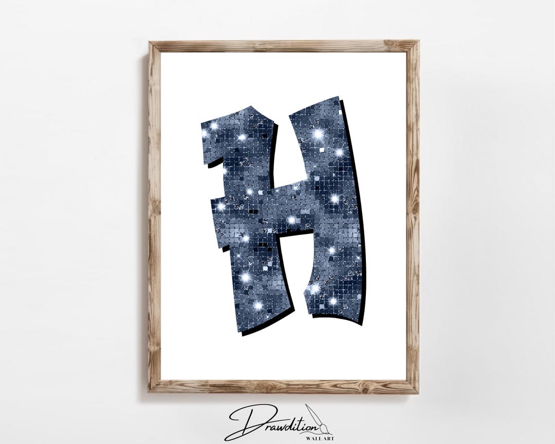 Disco Navy Blue Letter H Print DIGITAL DOWNLOAD Navy Trendy ...