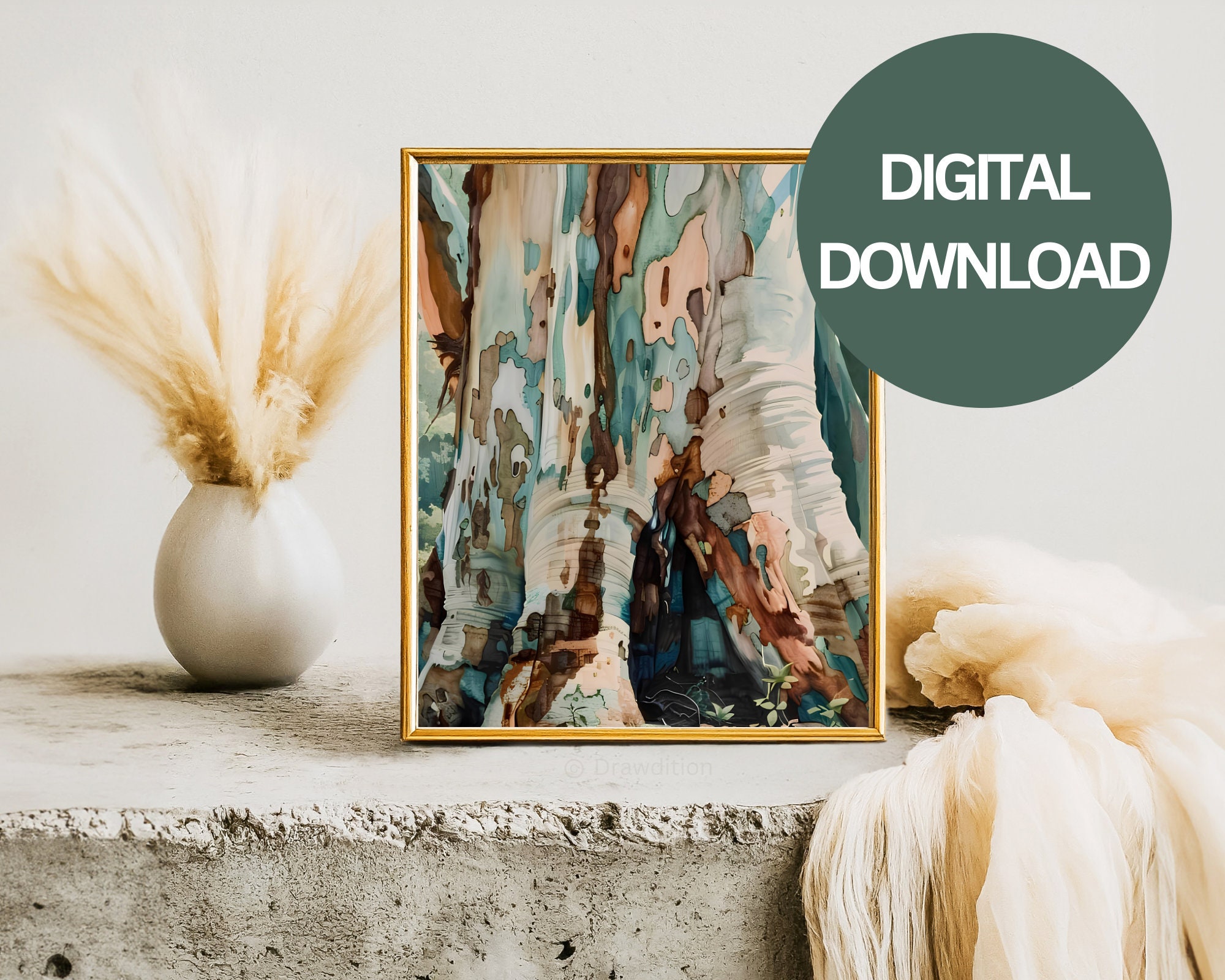 Gum Tree Art Decor DIGITAL DOWNLOAD Tree Trunk Painting Nature Artwork ...