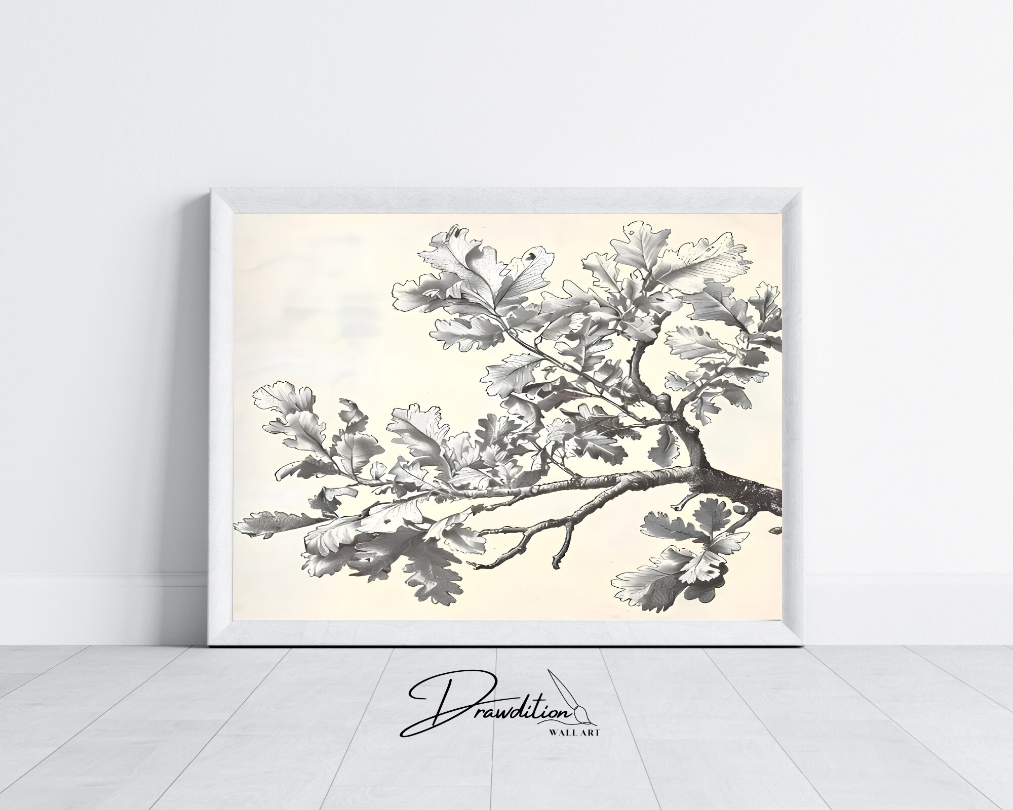 Oak Tree Branch Wall Art DIGITAL DOWNLOAD Tree Branch Drawing Tree ...