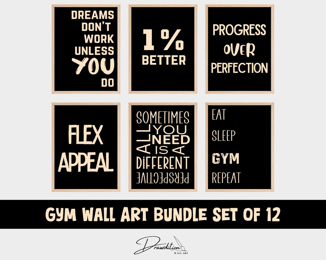 Gym Wall Art Bundle DIGITAL DOWNLOAD Set of 12 Printable Home Gym Decor ...