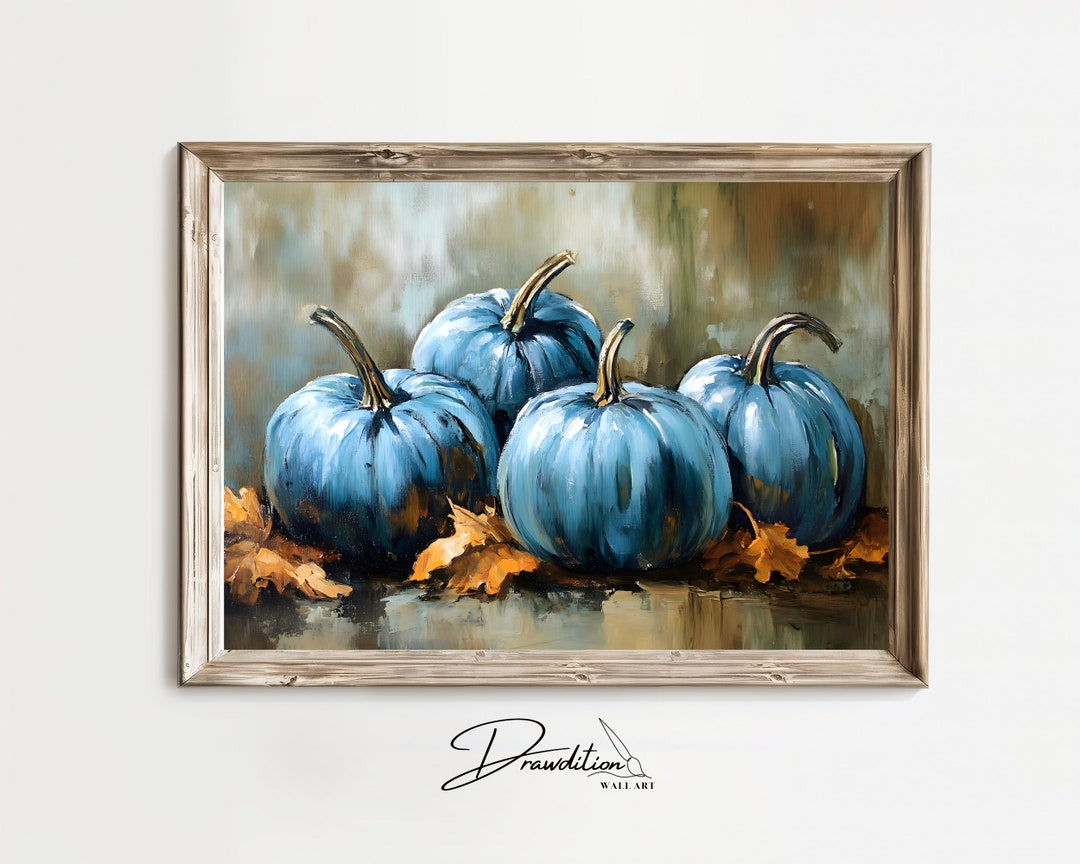 Blue Pumpkins Wall Art DIGITAL DOWNLOAD Fall Pumpkin Painting Autumn ...