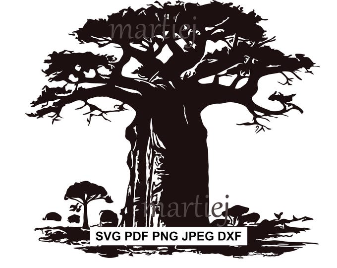 Realistic Boabab Tree, Pdf Png Vector, Stencil, Logo Vector, Stencil ...