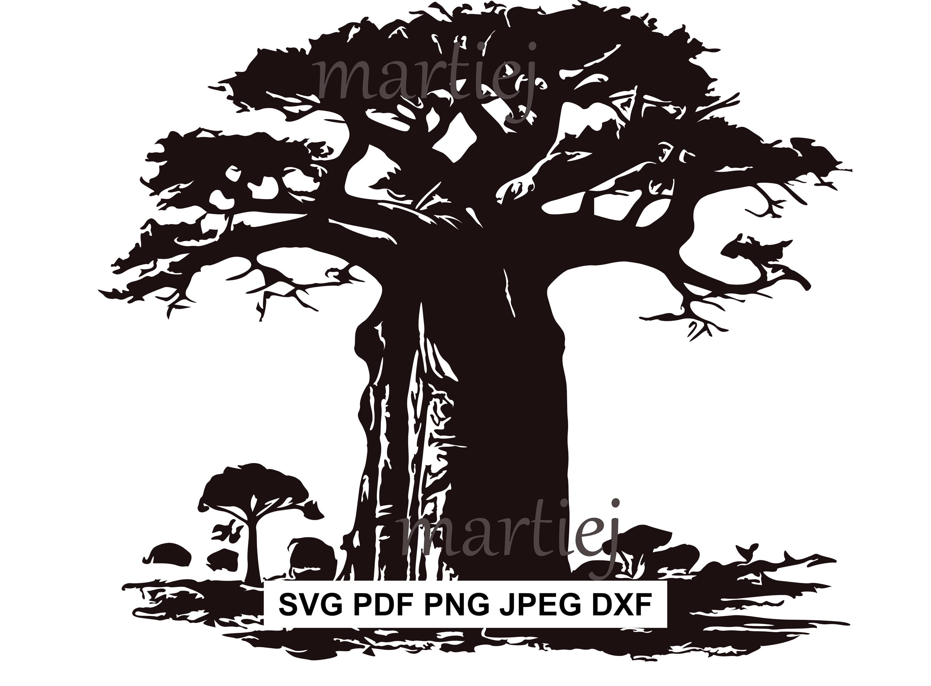 Realistic Boabab Tree, Pdf Png Vector, Stencil, Logo Vector, Stencil ...