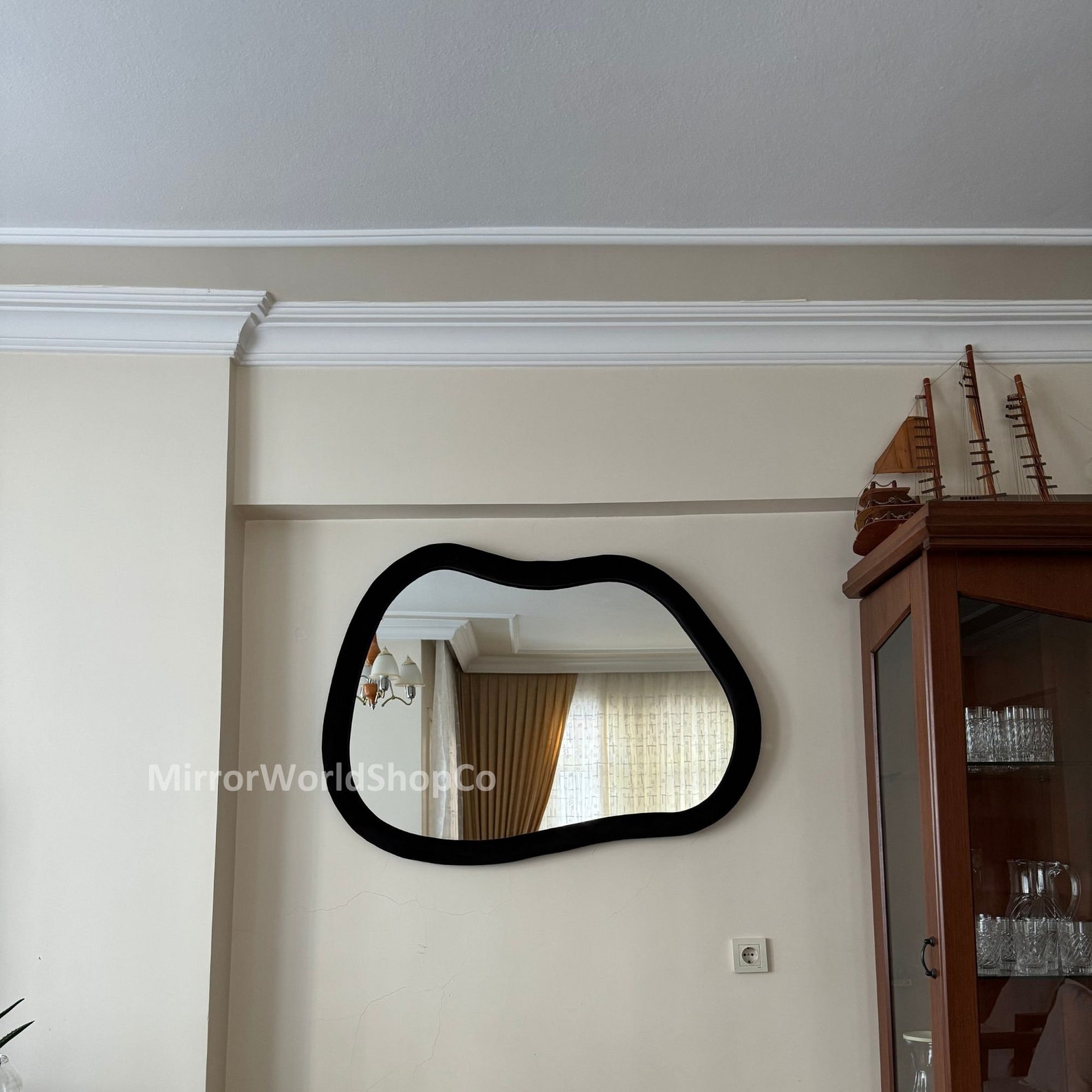 Curvy Mirror, Wavy Framed Mirror, Squiggle Mirror, Asymmetrical Mirror ...