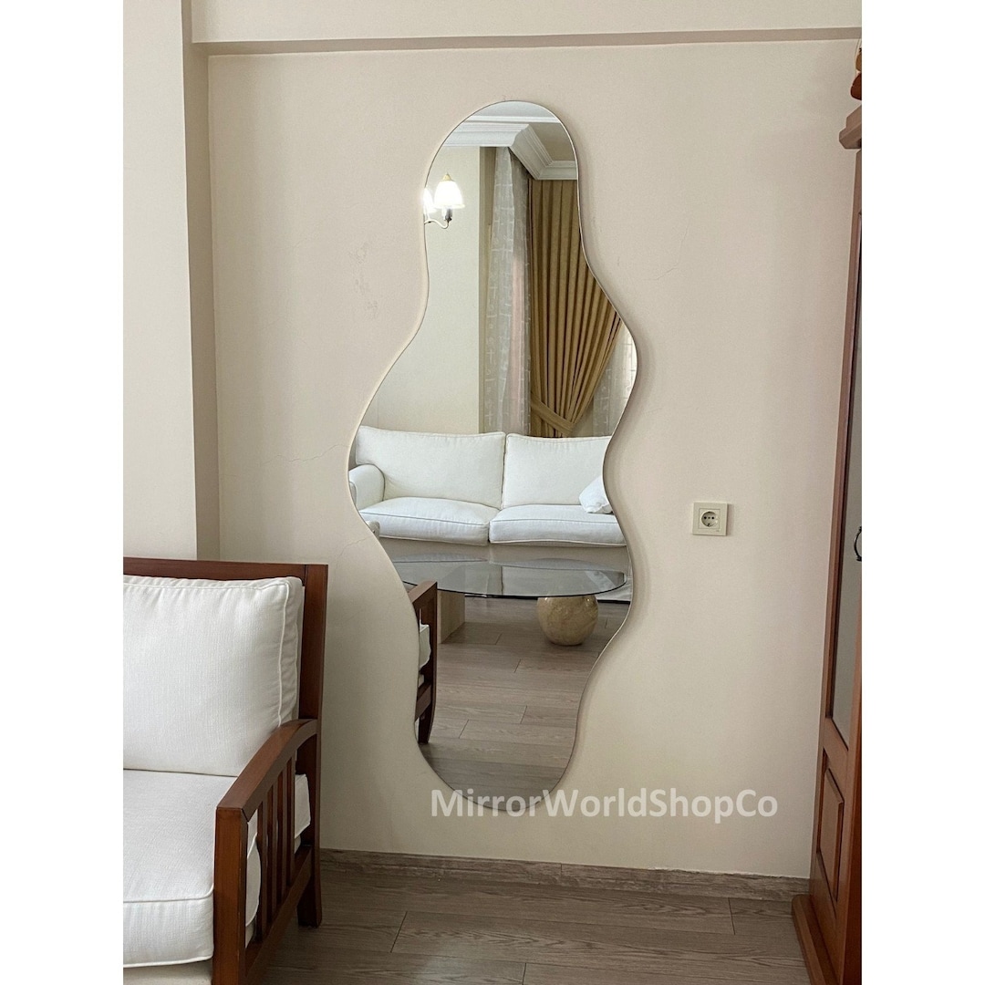 Curvy Full Length Mirror, Full Body Irregular Mirror, Asymmetrical ...
