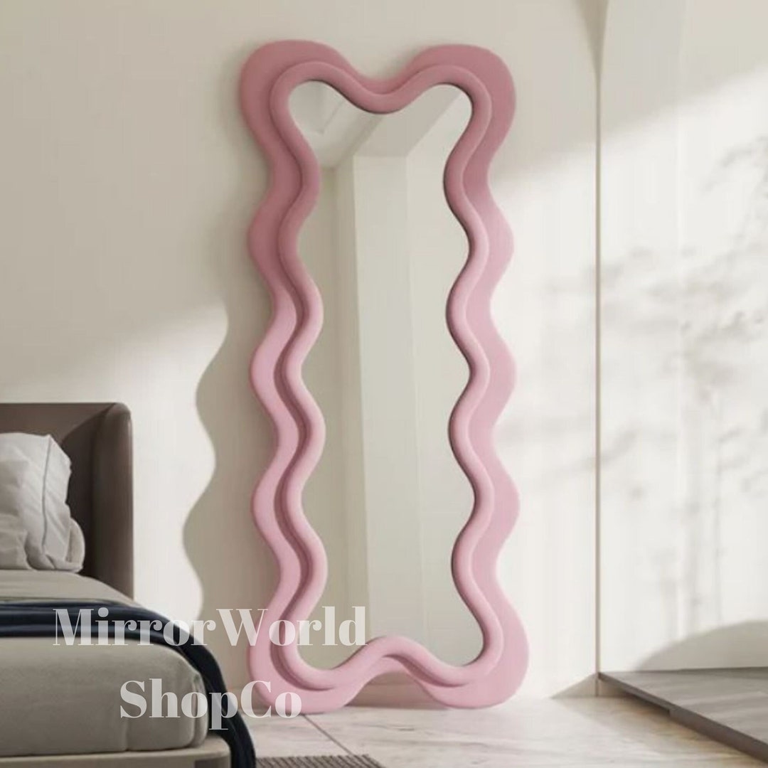 Curvy Full Length Mirror, Full Body Floor Mirror, Wavy Asymmetrical ...