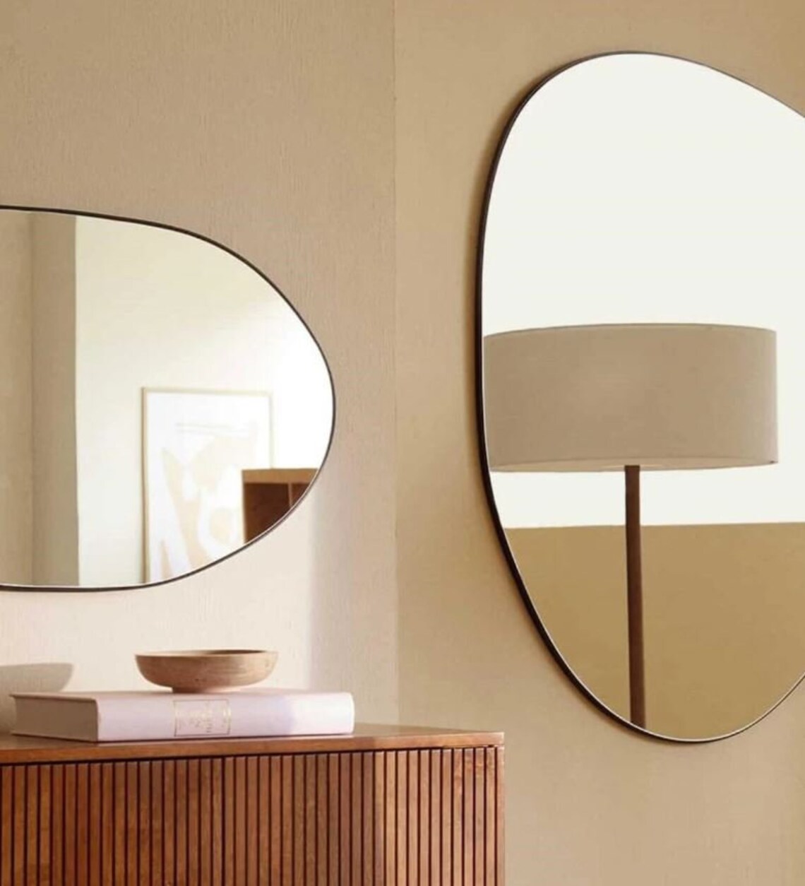 Large Wall Mirror, Pond Wall Mirror, Asymmetrical Mirror, Irregular ...