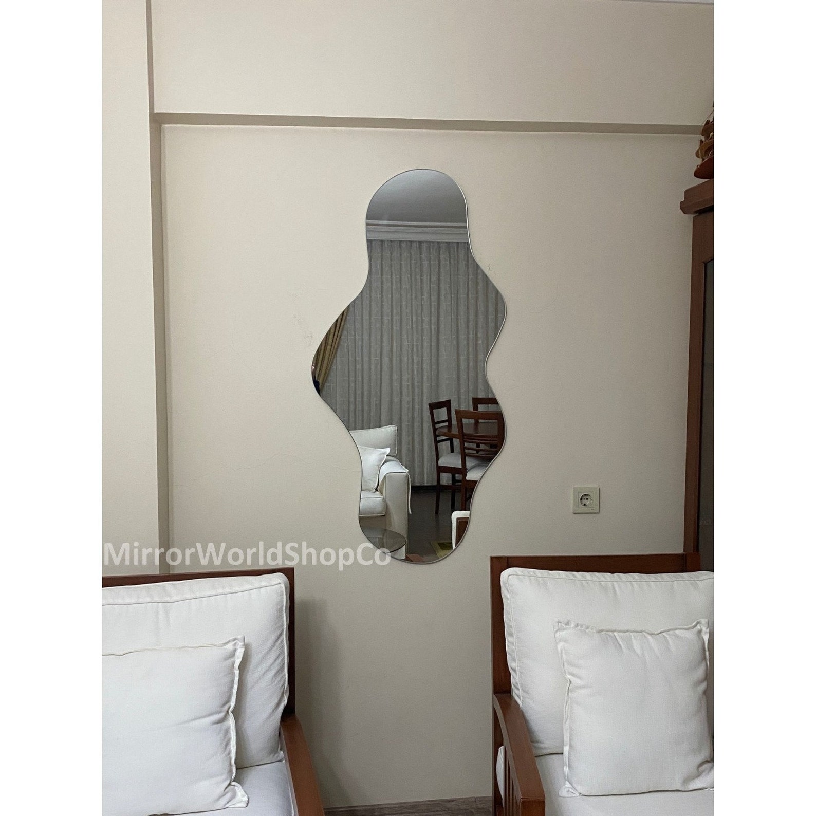 Curvy Full Length Mirror, Full Body Irregular Mirror, Asymmetrical ...