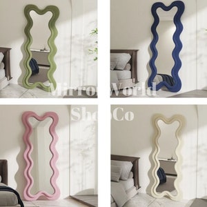 Curvy Full Length Mirror, Full Body Floor Mirror, Wavy Asymmetrical ...