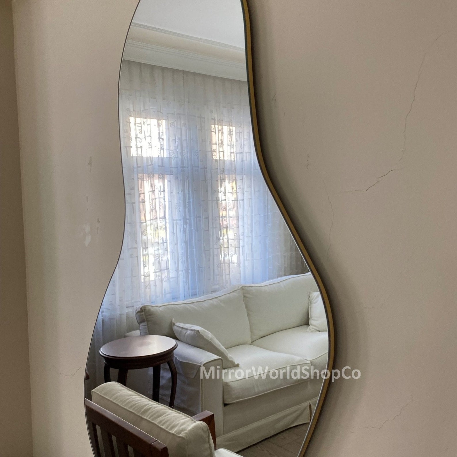 Curvy Full Length Mirror, Full Body Irregular Mirror, Asymmetrical ...