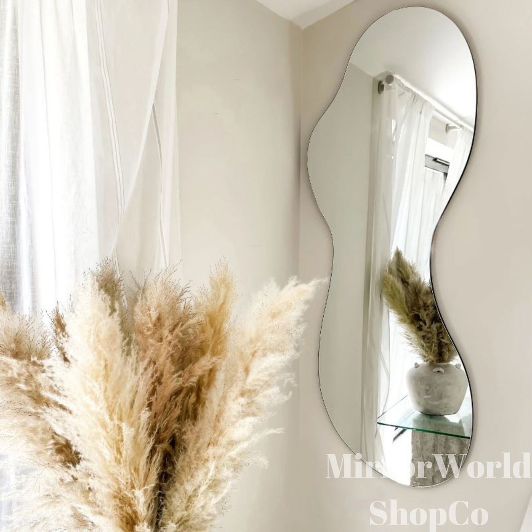Full Length Mirror, Full Body Irregular Mirror, Wavy Asymmetrical ...