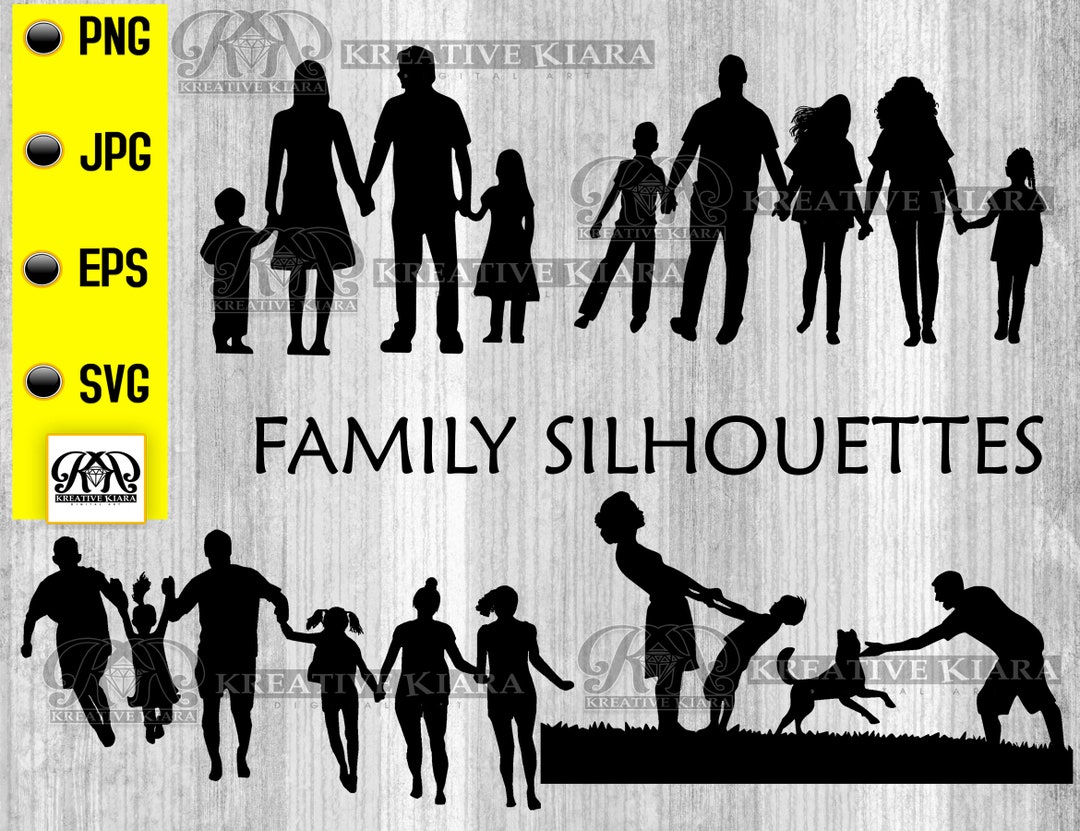 Family Silhouette, Family Silhouette Svg, Silhouette, Family Silhouette ...