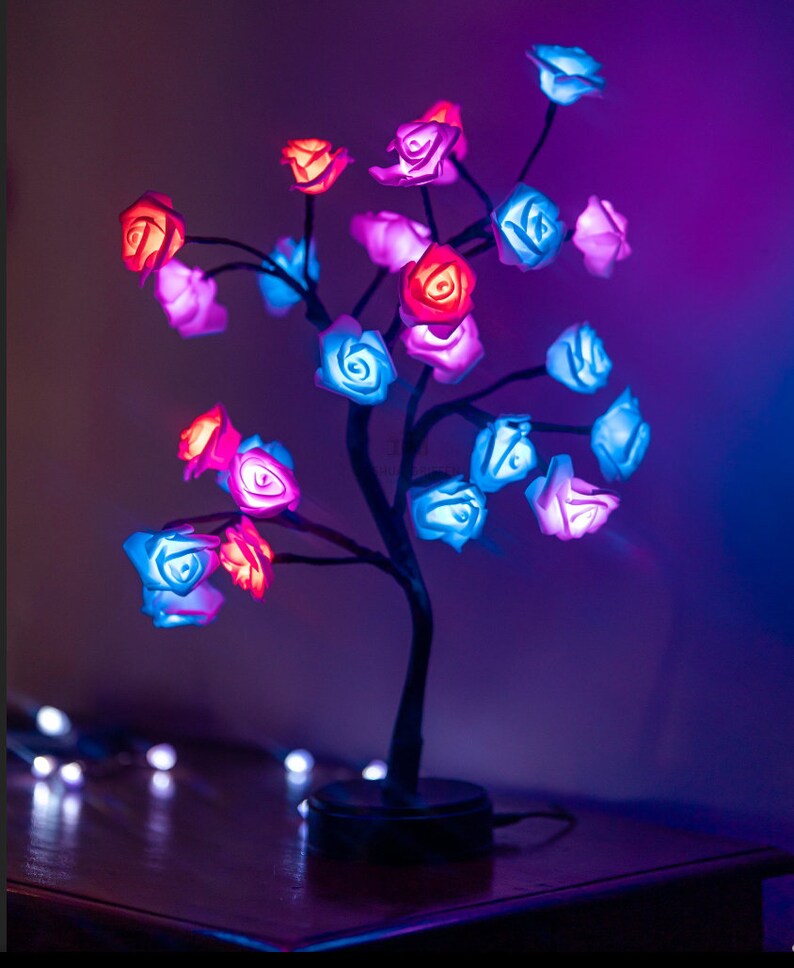 The LED Rose Tree Lamp - A Festive Desktop Decoration for the Holiday ...