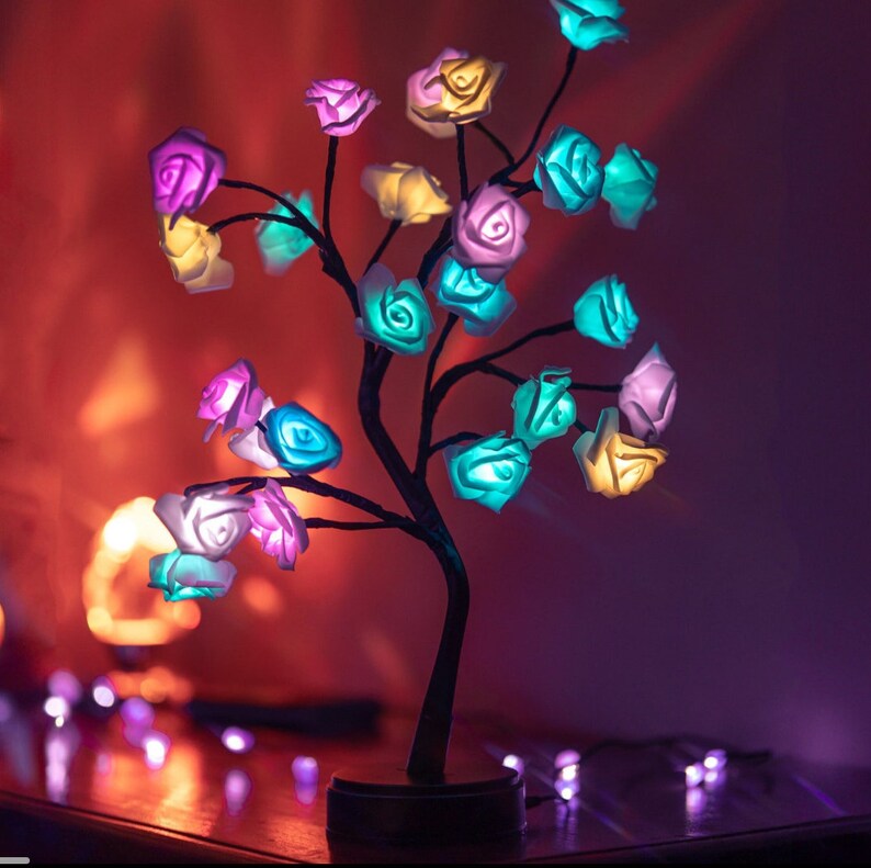 The LED Rose Tree Lamp - A Festive Desktop Decoration for the Holiday ...