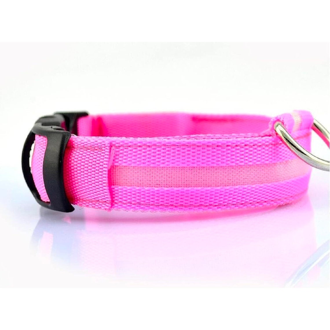 Pink LED Dog Collar Night Safety, Glow-in-the-dark, Flashing Light ...