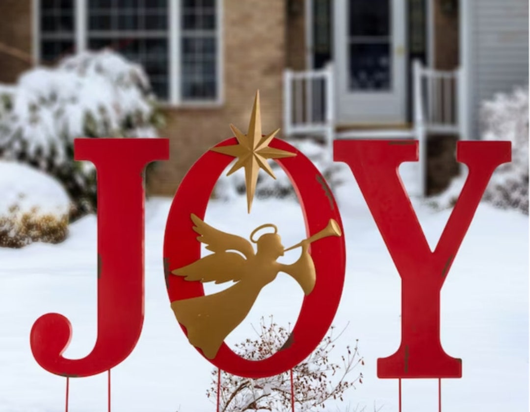 36-in Red Metal Joy Angel Yard Stake or Standing Decor or Wall - Etsy