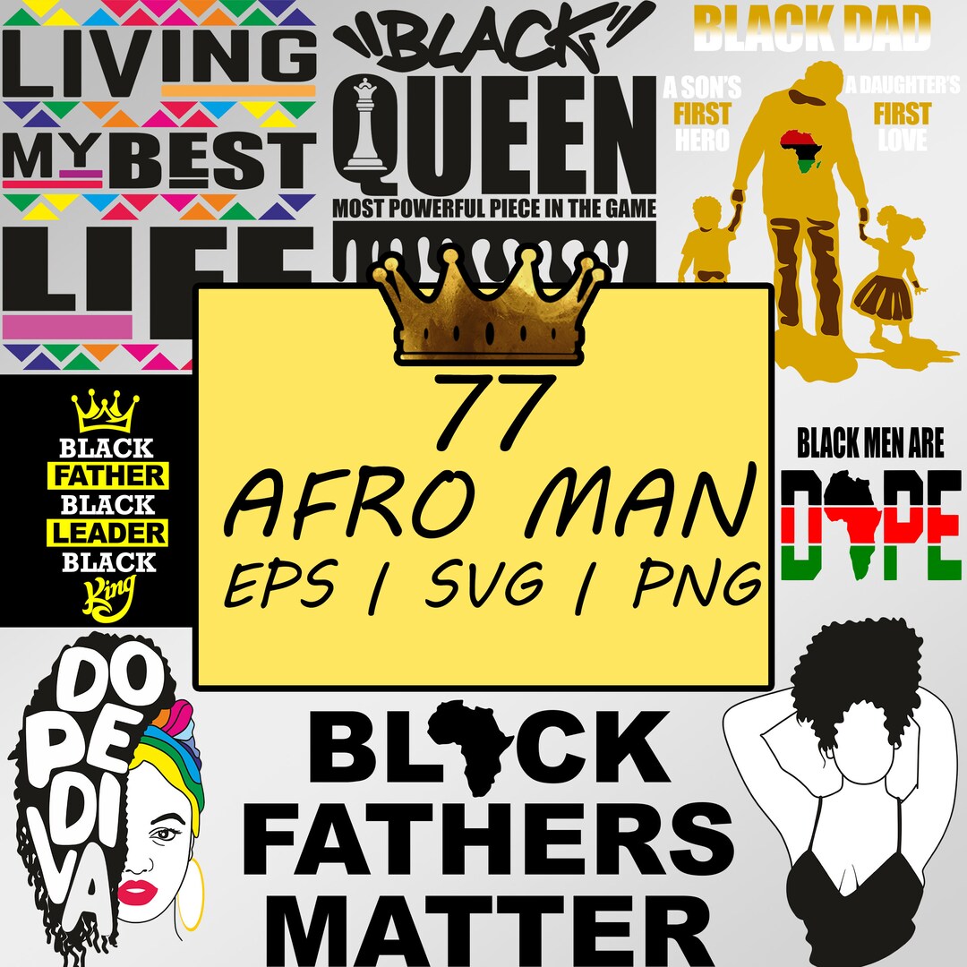 Afro Man SVG Bundle Afro Man Clipart Afro Man PNG Melanin Afro Man ...