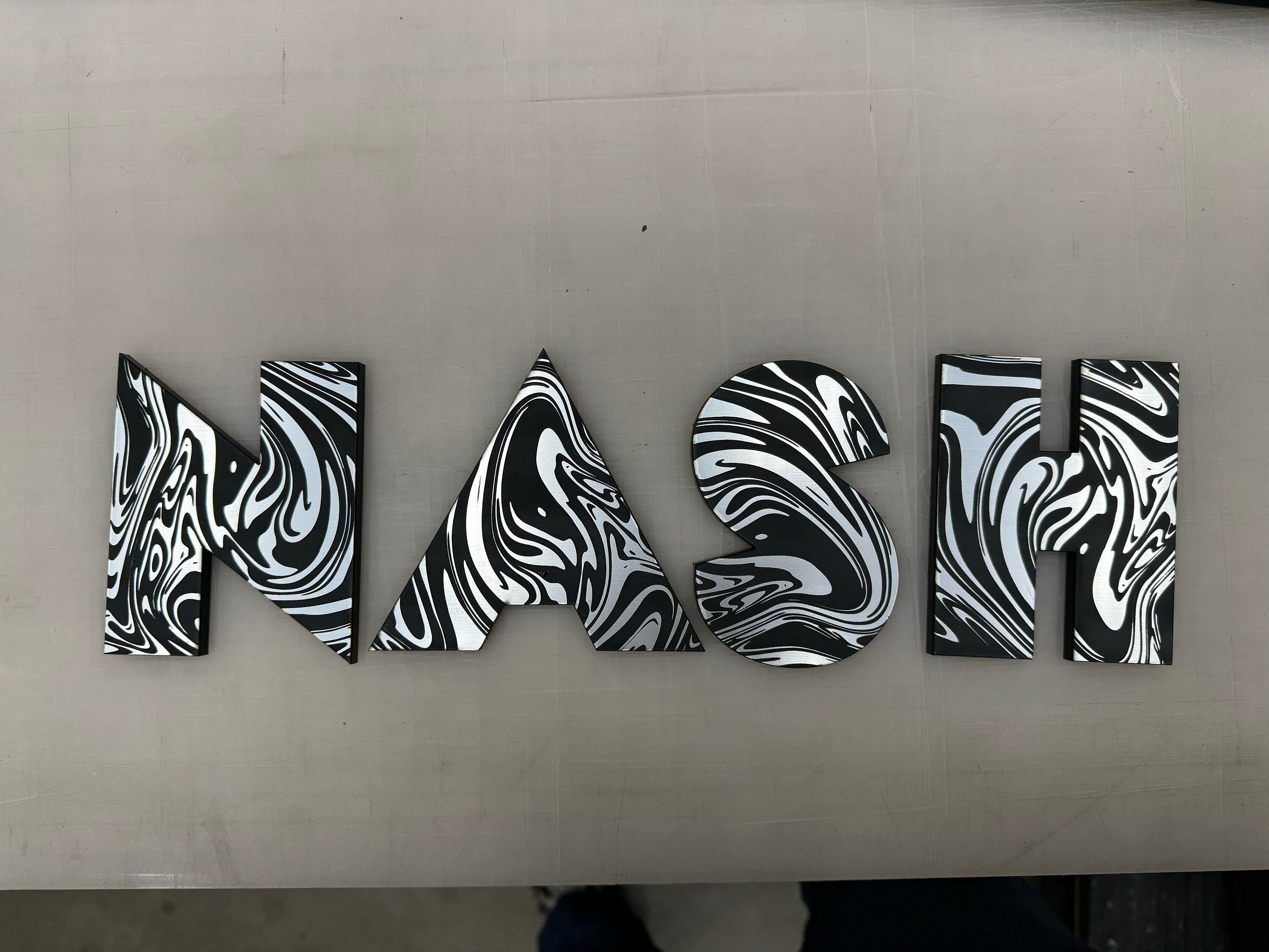 Custom Word Sign - Psychedelic Color Marbling Name Sign Home Wall Decor ...
