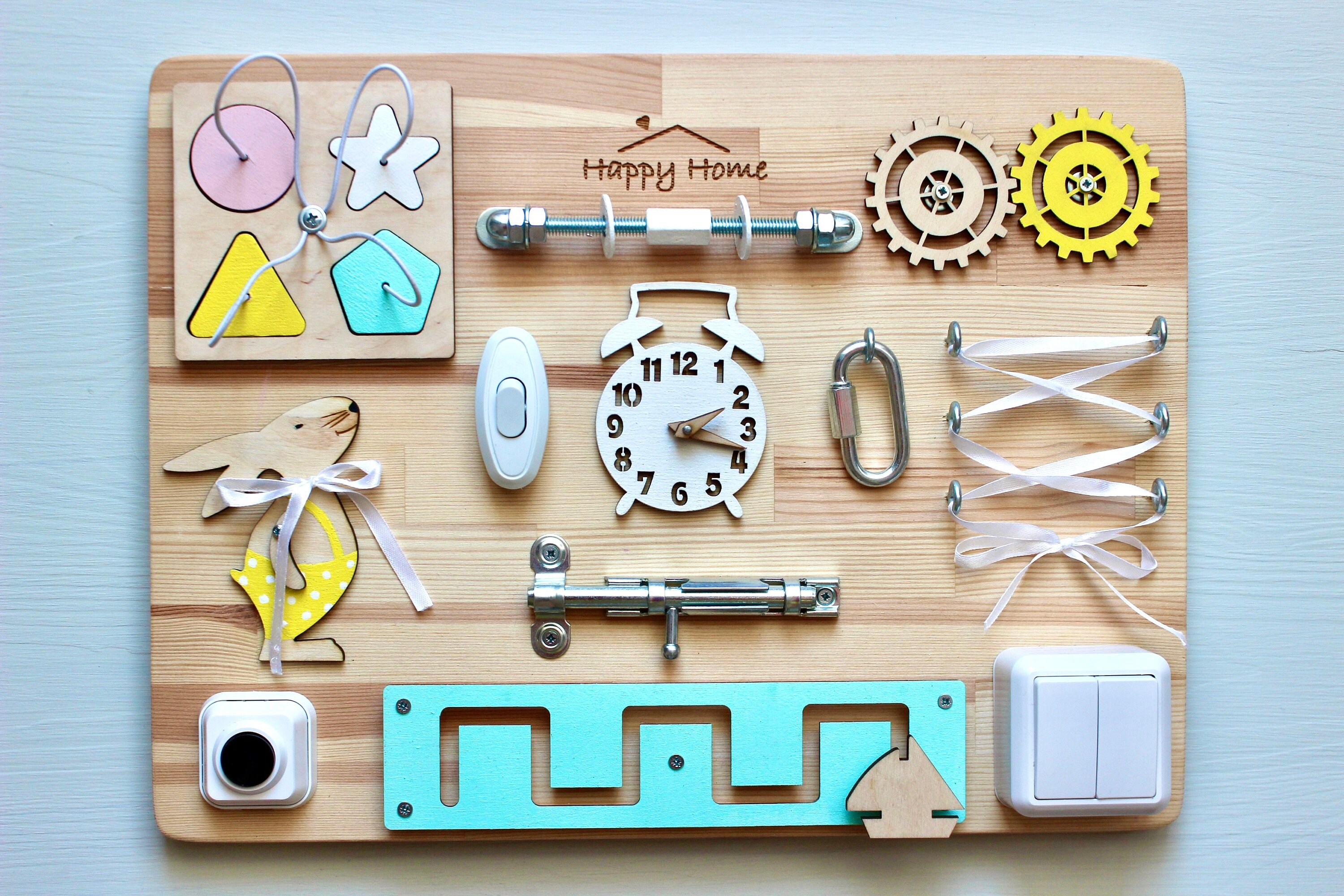 Mini Travel Busy Board, Natural Wood Busy Board, Montessori Toddler ...