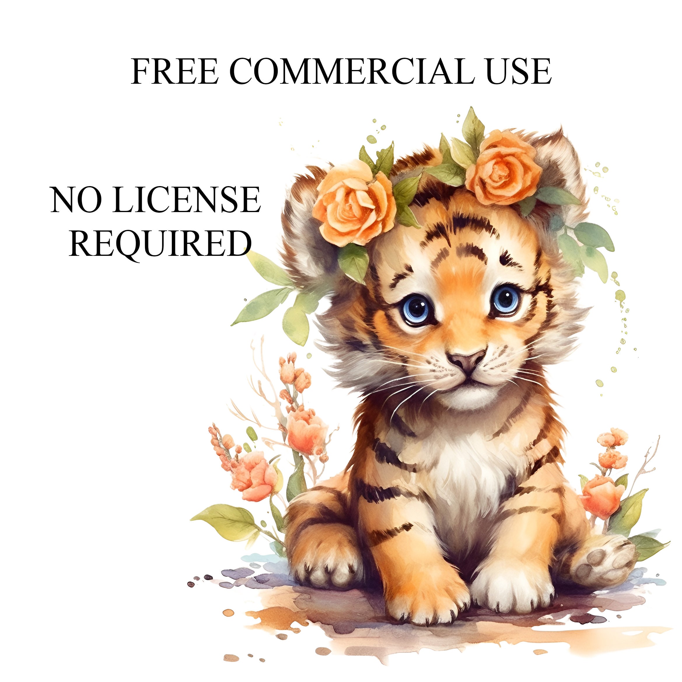 Baby Tiger, Cute Clipart, Tiger Floral Art, Tiger Png, Tiger Clipart ...