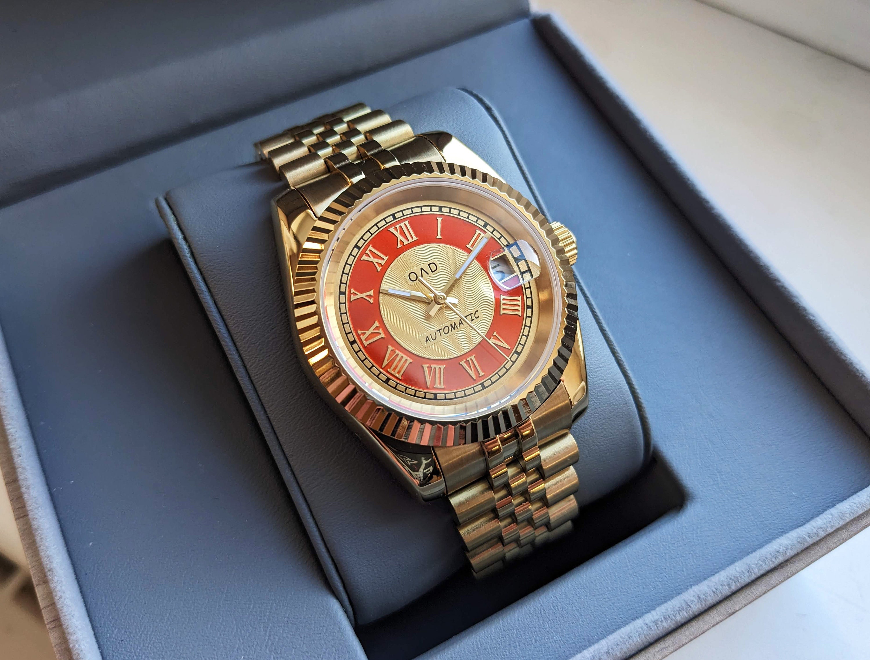 Custom Mod Style Handmade Dial Watch Gold PVD Case Enamel Dial NH35 ...